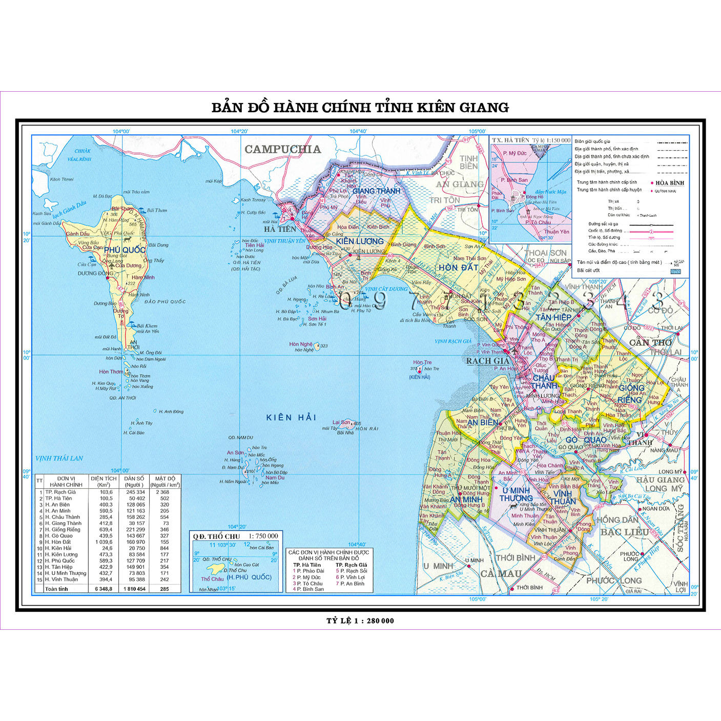 Bản đồ hành chính tỉnh Kiên Giang